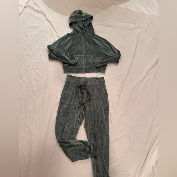 Victoria's Secret | Tops | Victorias Secret Green Velour Track Suit Set ...